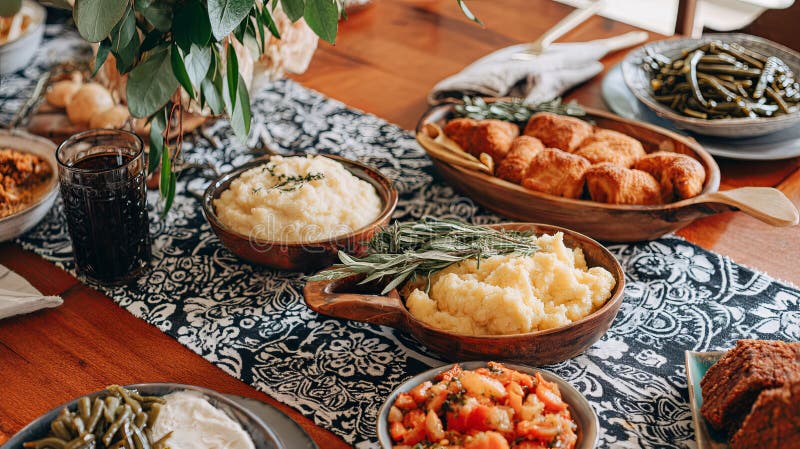 Juneteenth Dinner Table with Traditional Food Spread Stock Image ...