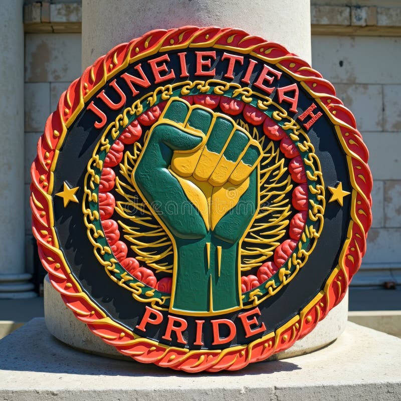 Juneteenth Emblem with Raised Fist Symbol Celebrating Pride and Freedom ...