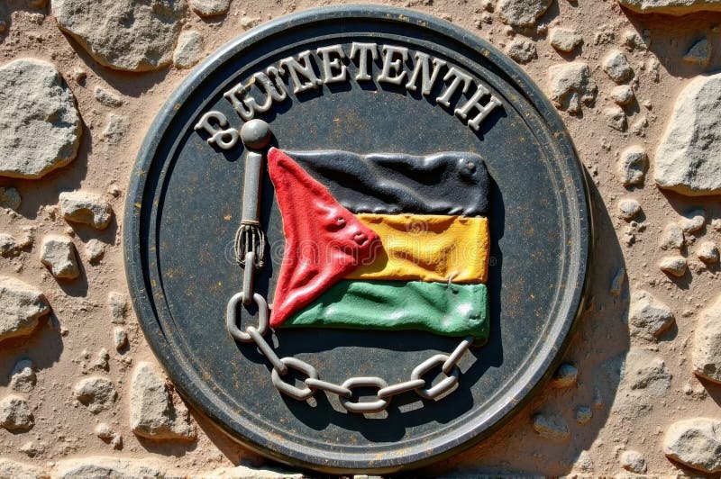 Juneteenth Flag Emblem with Chain on Stone Wall Stock Image - Image of ...