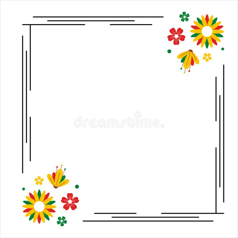 Juneteenth Flower Frame Design Element Collection Stock Vector ...