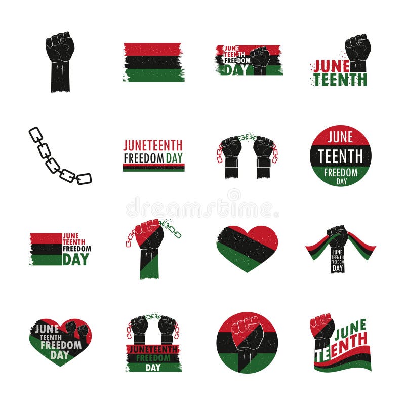 Juneteenth Freedom Icon Set Stock Vector - Illustration of juneteenth ...