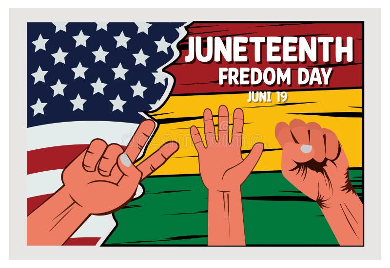 Juneteenth Independence Day Celebration with Flags and Three Raised ...