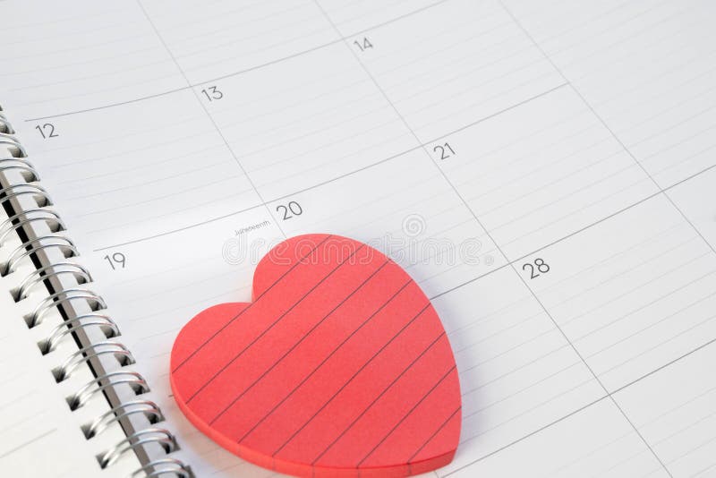 Juneteenth on June 19 Calendar with a Red Heart Note Pad. Stock Image ...