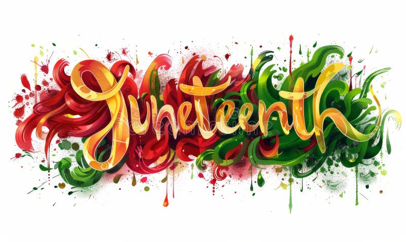 Juneteenth - Lettering on Abstract Painted Splash Background. Modern ...