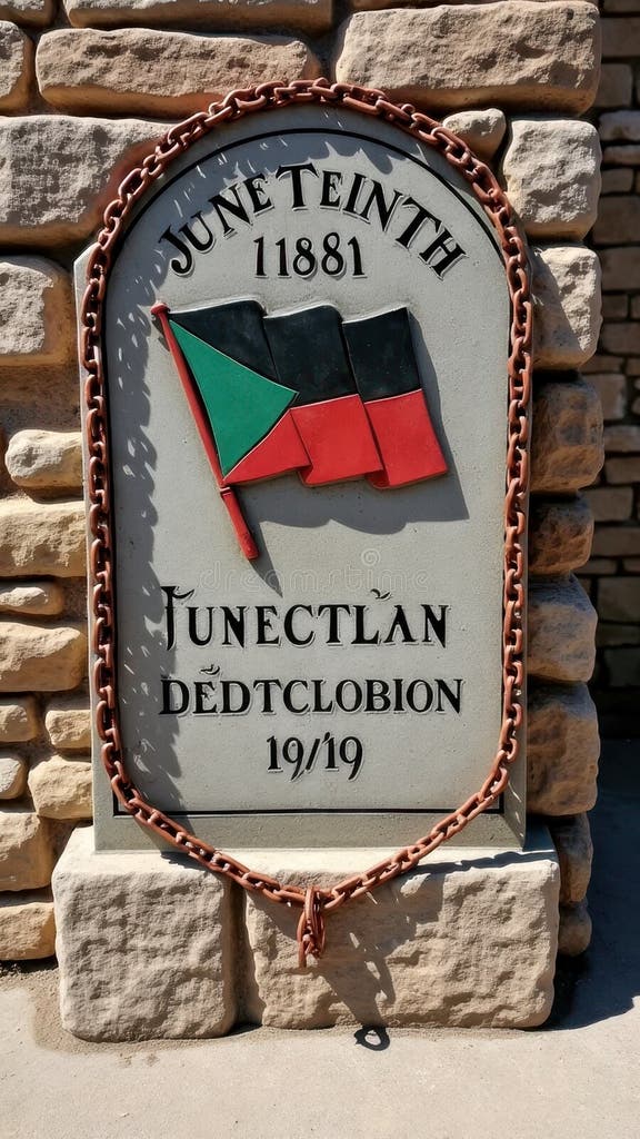 Juneteenth Monument with Flag in Stone Frame and Historical Dates Stock ...