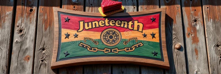 Juneteenth Sign on Wooden Wall with Cake Slice Celebrating Freedom and ...