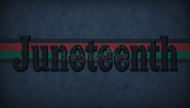 Juneteenth Text on a Dark Background with Red Green and Black Stripe ...