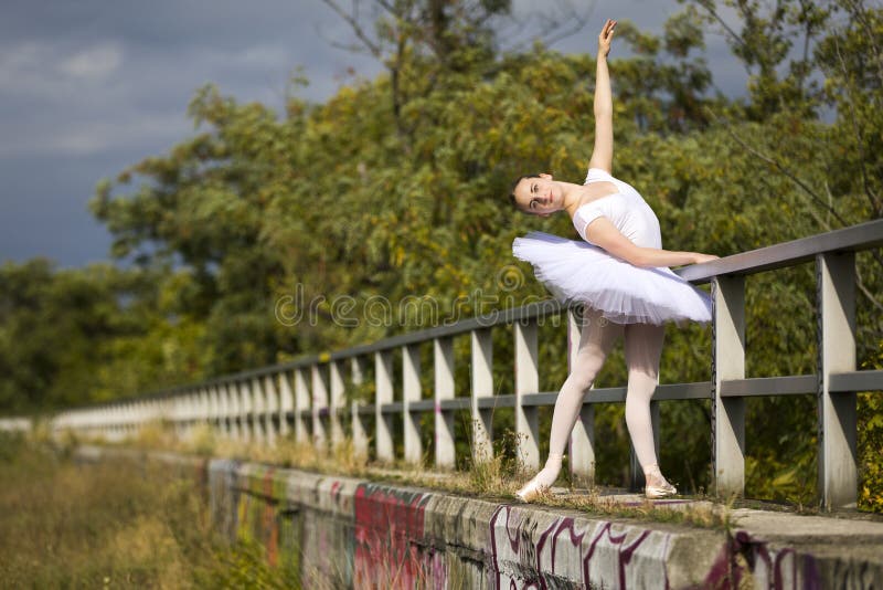 Junge Ballerina Tragende Violette Trikotanzug- Und Pointeschuhe ...