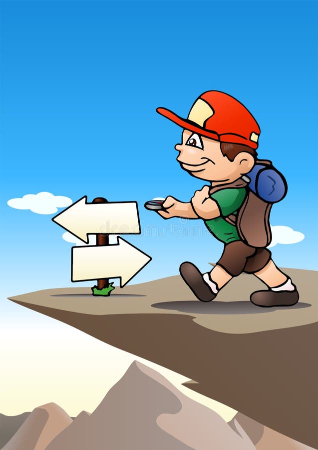 Junge, der allein wandert stock abbildung. Illustration von vorstand ...