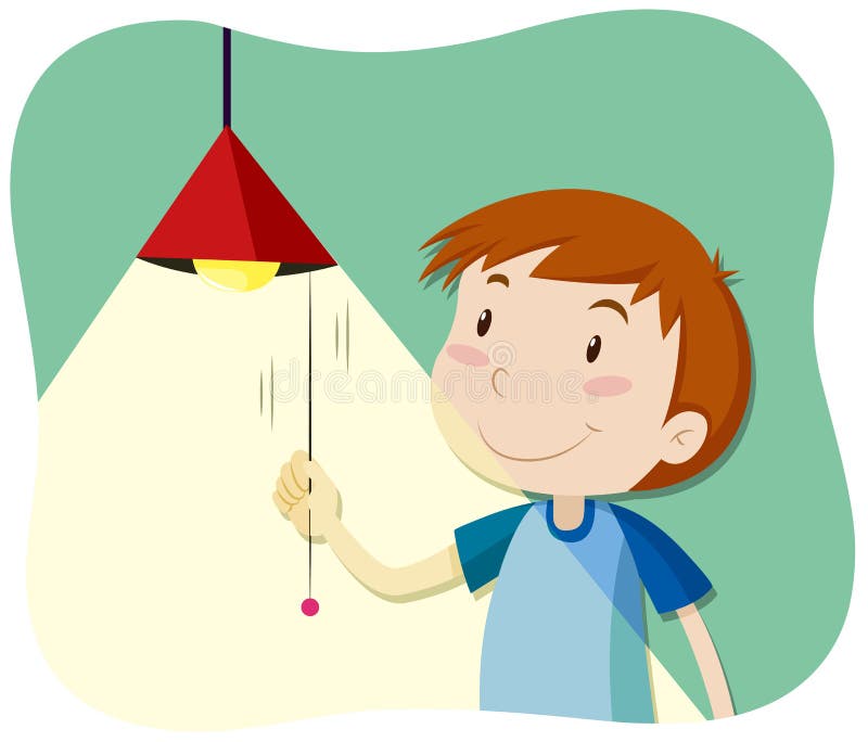 Junge, Der Das Licht Einschaltet Vektor Abbildung - Illustration von ...