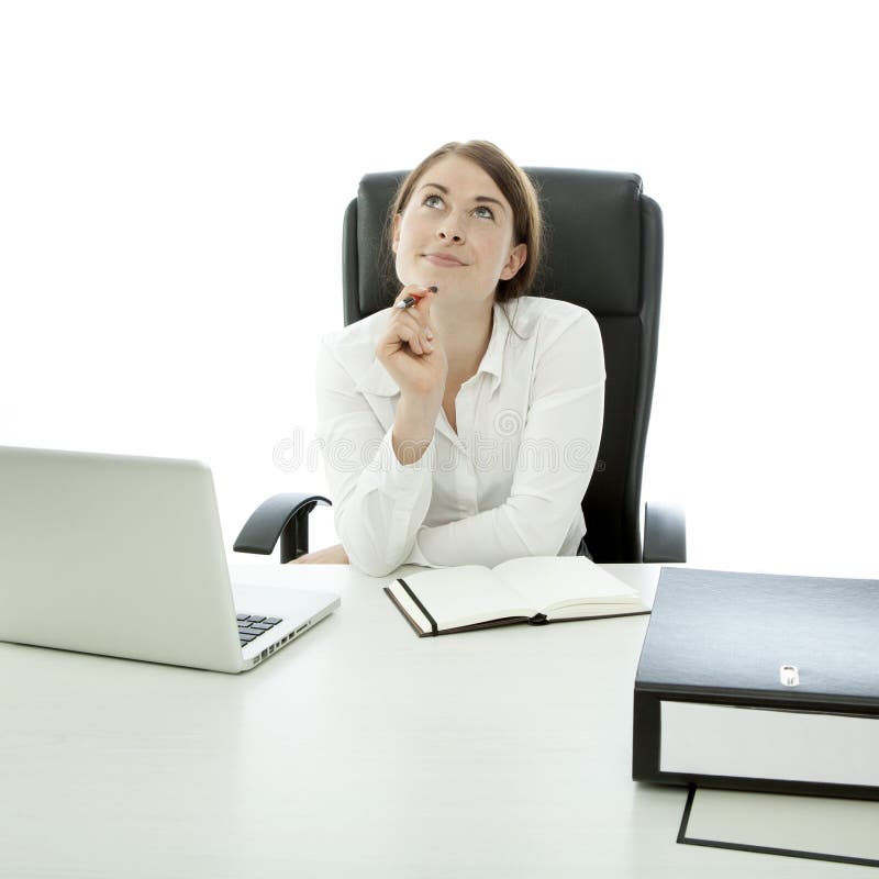 Geschäftsfrau Mit Laptop Und Klebriger Anmerkung Stockfoto - Bild von ...