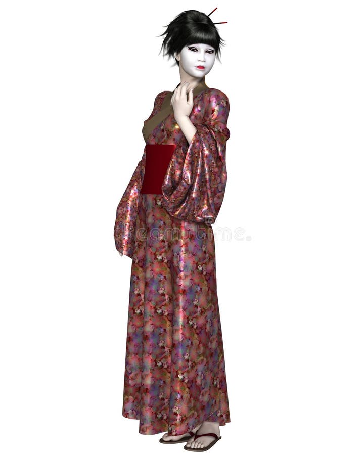 Junge Japanische Frau Im Rosa Kimono Mit Sonnenschirm Stock Abbildung ... Junge Japanische Frau Im Rosa Kimono Mit Sonnenschirm Stock Abbildung ...