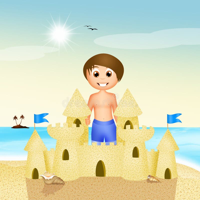Kinder macht Sandburg stock abbildung. Illustration von kind - 56106833