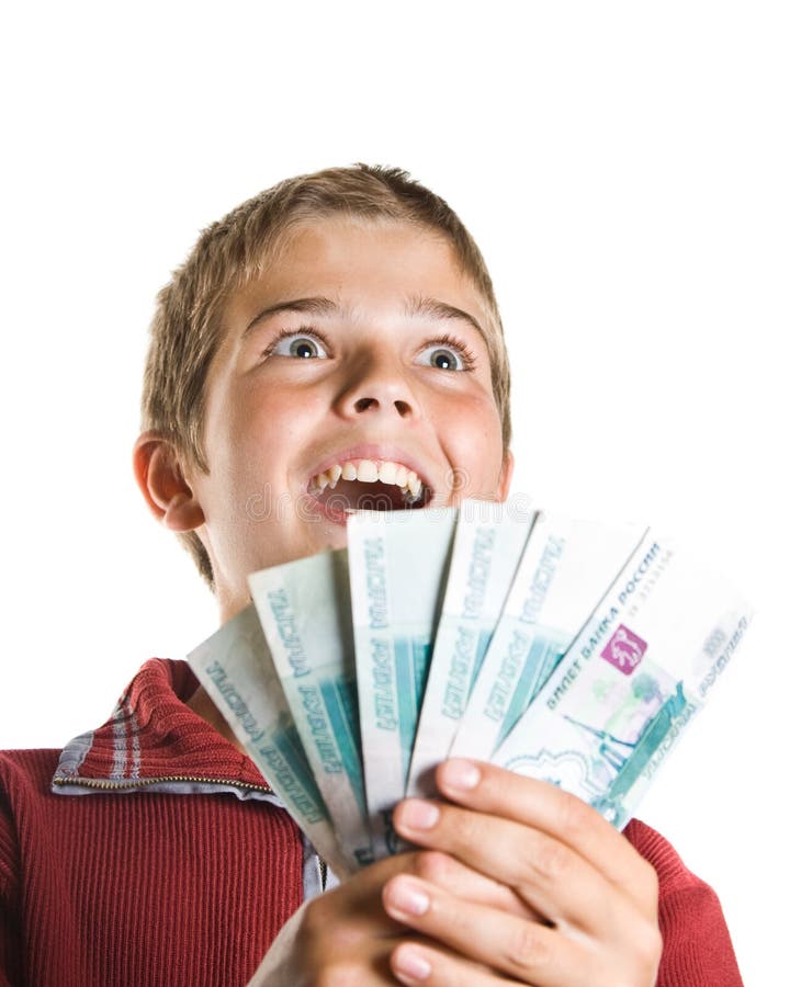 Junge mit Geld stockbild. Bild von ausdruck, kind, attraktiv - 7372125