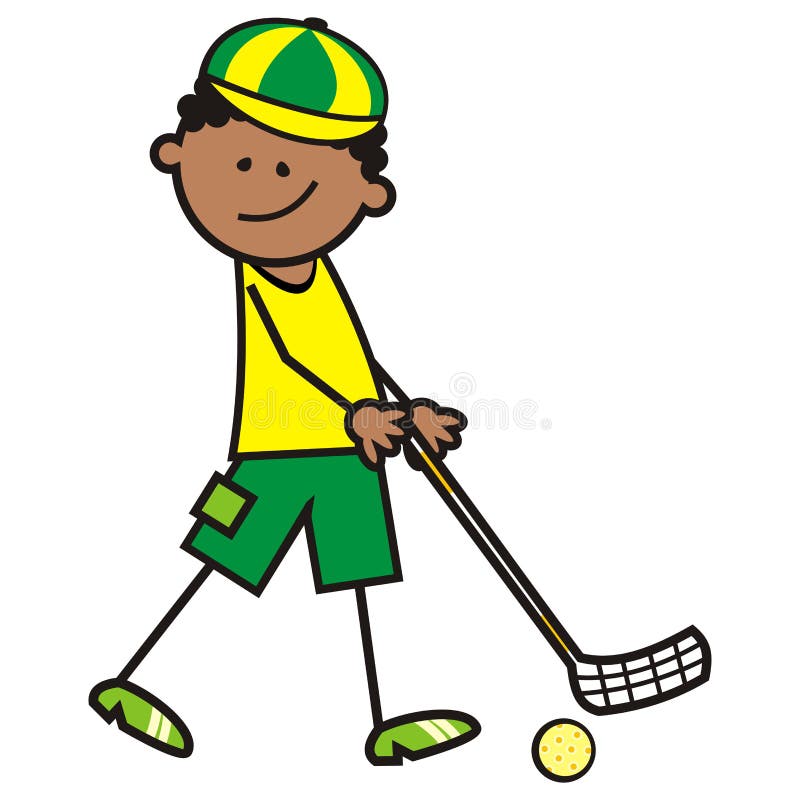 Junge Und Floorball, Vektorillustration Vektor Abbildung - Illustration ...