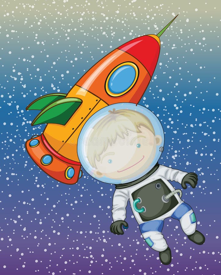 Kinder auf einer Rakete vektor abbildung. Illustration von junge - 26420574