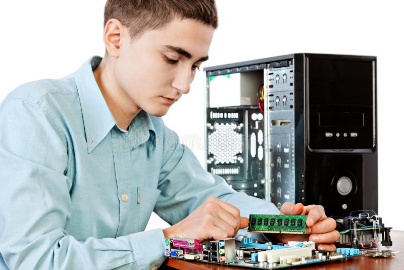 Junger Computertechniker stockfoto. Bild von vorstand - 29458126
