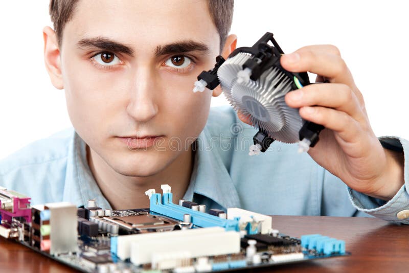 Junger Computertechniker stockbild. Bild von besetzung - 29458277