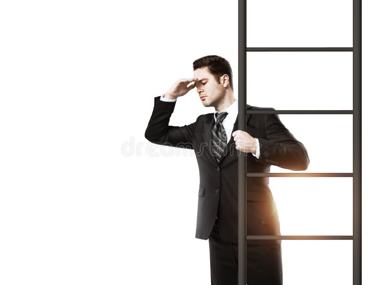 Mann, der auf Leiter steht stockbild. Bild von chef, wolke - 35795523