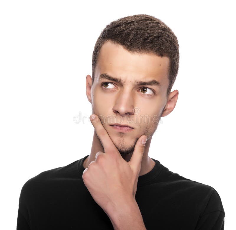 Junger Mann, Der an Etwas Angenehm Denkt Stockfoto - Bild von intensiv ...