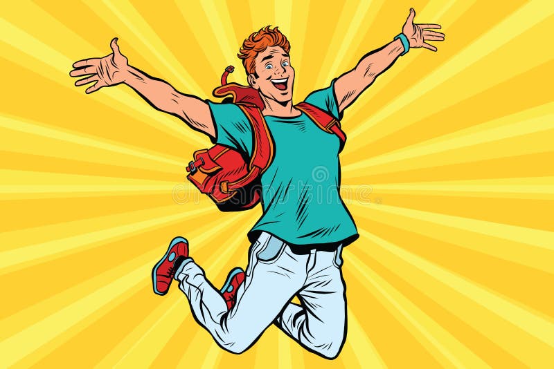Junger Mann, Der Für Freude Springt Vektor Abbildung - Illustration von ...