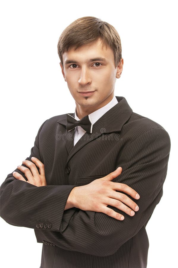 Junger Mann Im Anzug Und in Der Fliege Stockfoto - Bild von ...