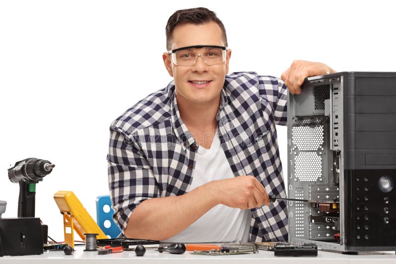 Computertechniker, Der Einen Computer Repariert Stockfoto - Bild von ...