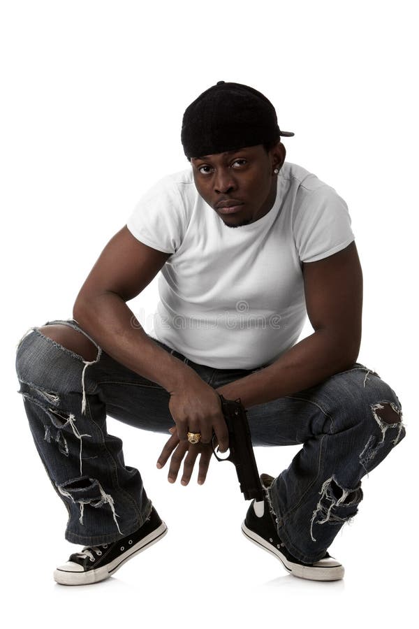 Junger Schurke Mit Einer Gewehr Stockfoto - Bild von schutzkappe ...