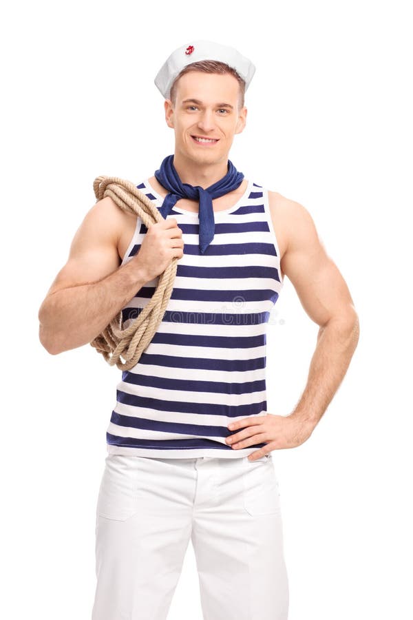 Junger Seemann Hebt Segel Auf Einem Kleinen Segelnden Katamaran an ...