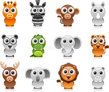 Jungle animals cartoon set stock vector. Illustration of animal - 24071419