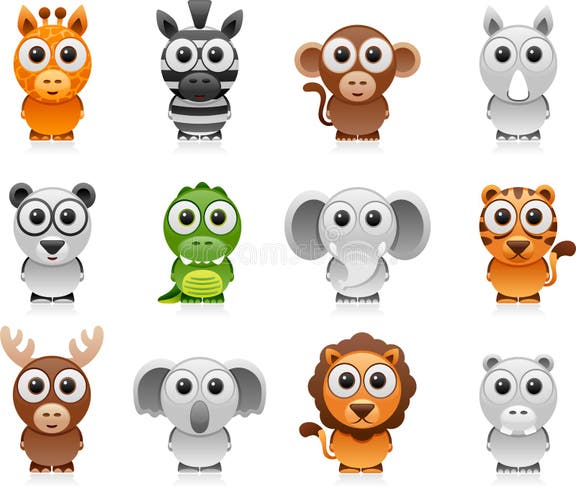 Jungle animals cartoon set stock vector. Illustration of animal - 24071419