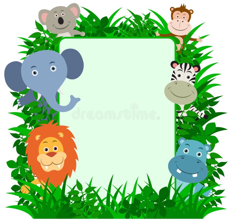 Cartoon Safari - Jungle - Frame Border Template - Illustration for the ...