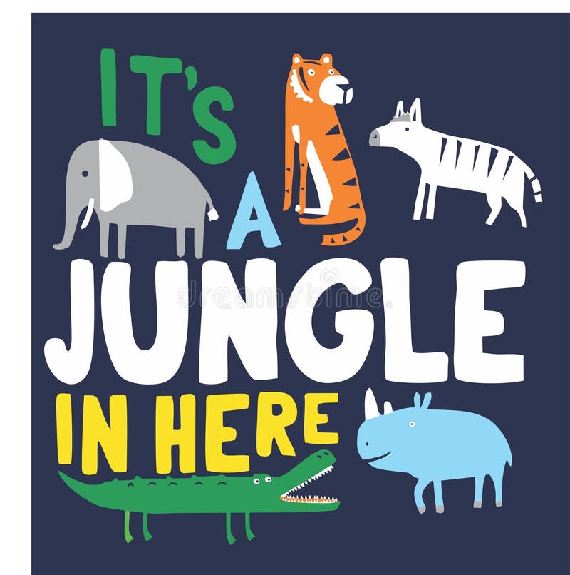JUNGLE ANIMALS PRINT VECTOR ART Stock Vector - Illustration of kids ...