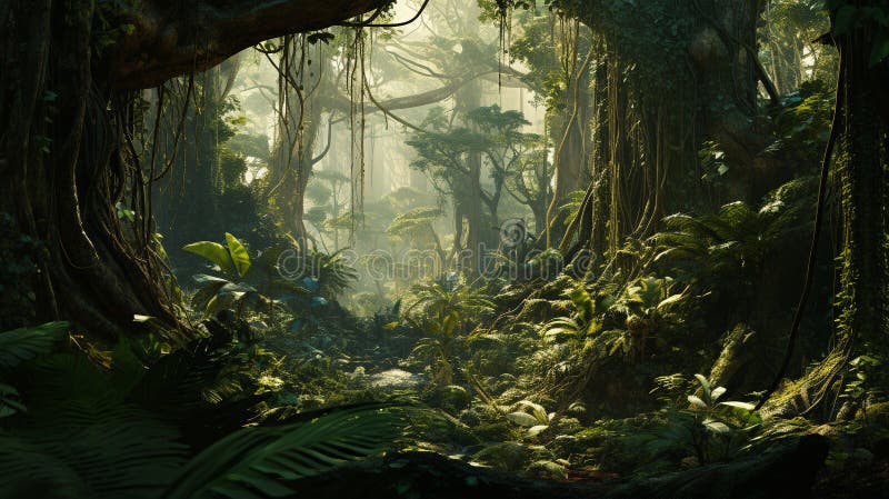 Amazon Jungle Trees Dense Vegetation Stock Illustrations – 172 Amazon ...