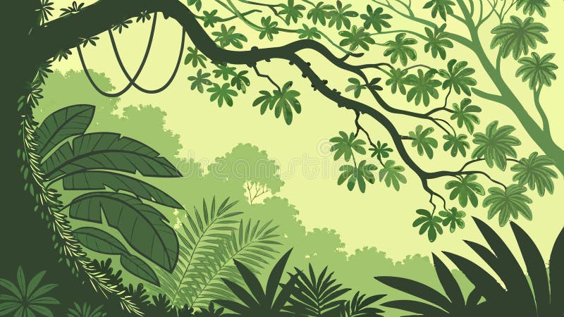Jungle Canopy Lush Greenery, Tropical Nature and Rainforest Ecosystem View. Vector Design ...