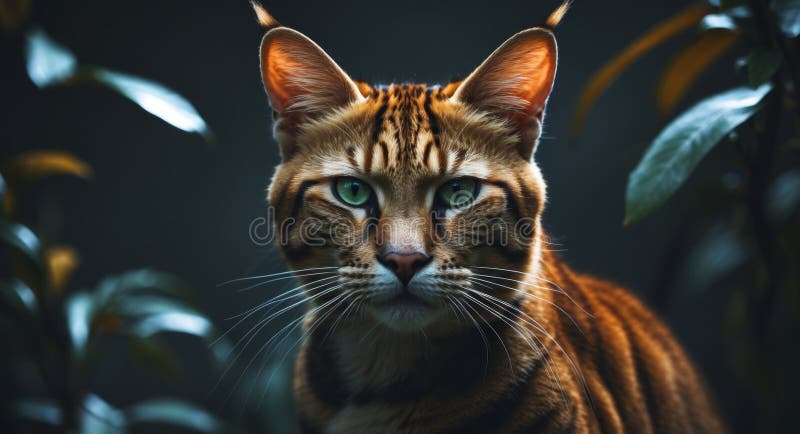 Jungle Cat in Dramatic Lighting with High Contrast Stock Image - Image ...