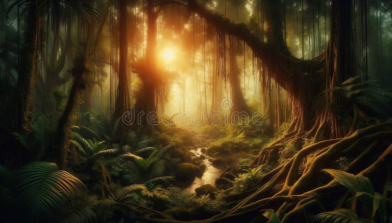 Jungle Dense Undergrowth a Dense Tangled Jungle with Thick Unde Stock ...