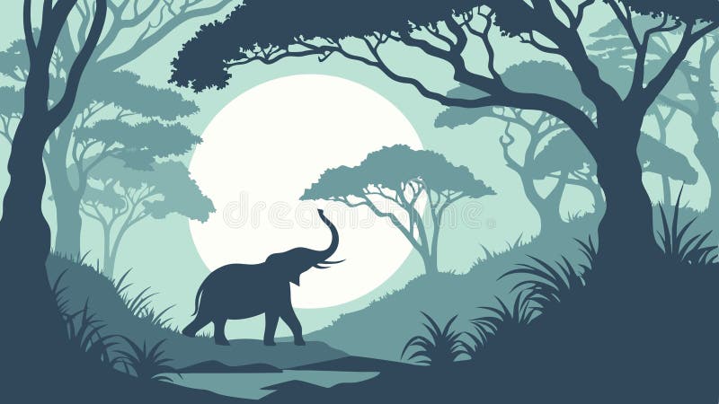 Jungle Elephant Vector Art, Deep Forest, Wild Nature, Vector Design ...