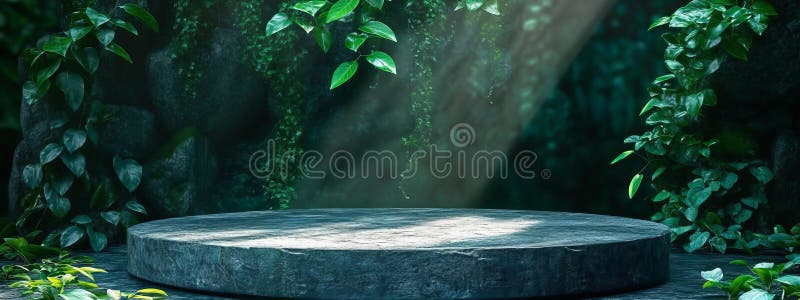 Jungle Forest Stone Platform Product Display Generated Using AI. Stock ...