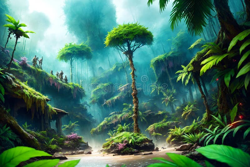 Jungle Forest, Tree Elements Stock Illustration - Illustration of tree ...