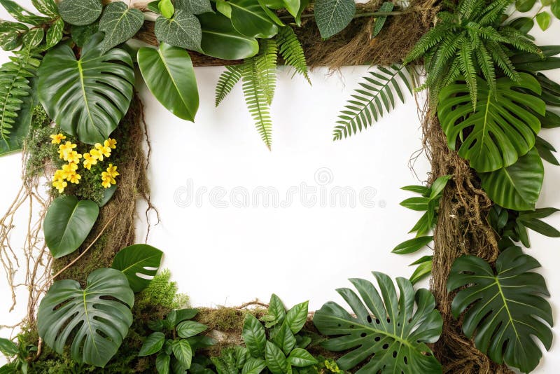 Jungle Frame, Biophilic Concept Idea Interior Design. Tropical Leaves ...