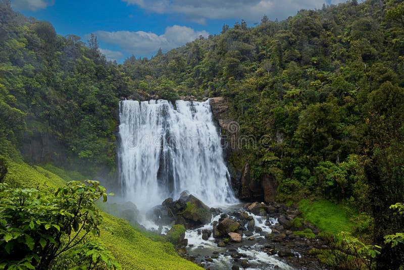 The Jungle with Green Ecology a Waterfall-River-rocks-covered-with ...