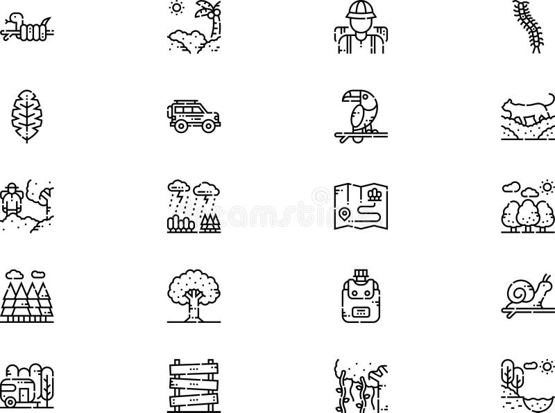 Jungle Icons Collection is a Vector Illustration with Editable Stroke ...