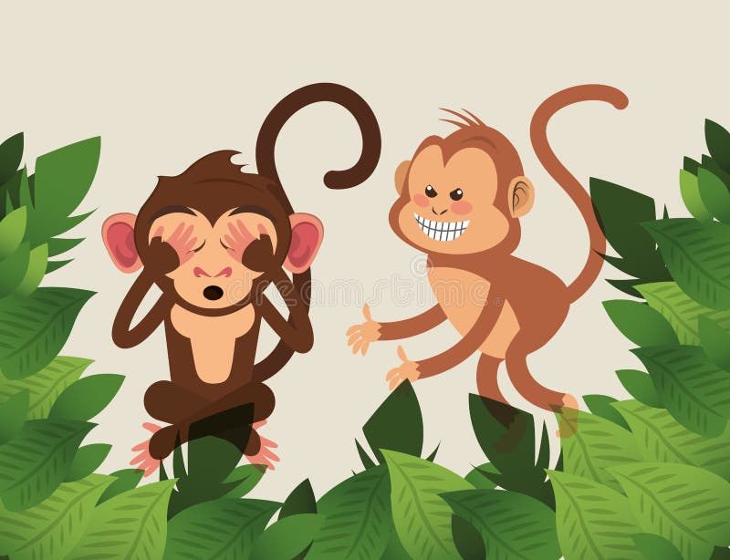 Jungle monkey cartoon stock vector. Illustration of natural - 76949861