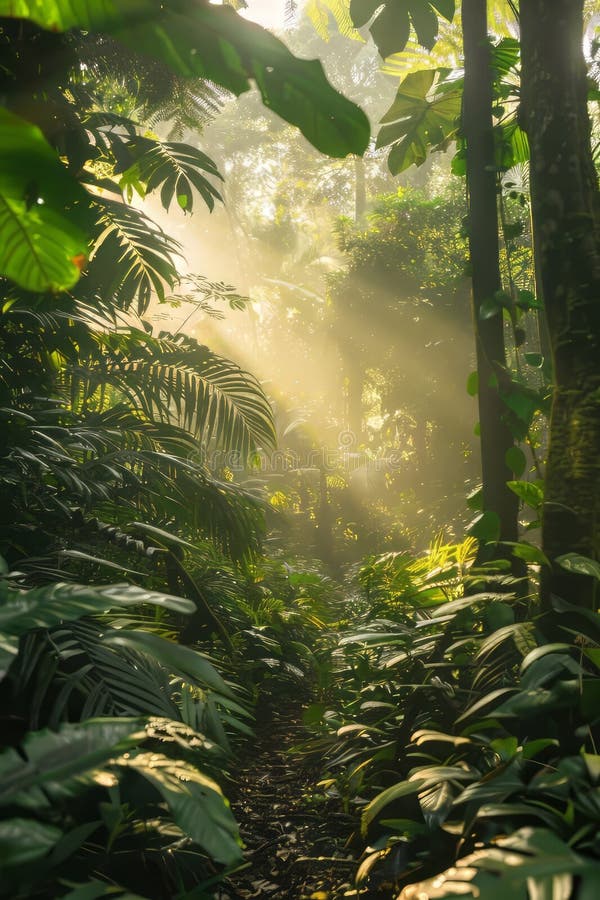 Jungle with open sky. stock illustration. Illustration of plant - 347787893