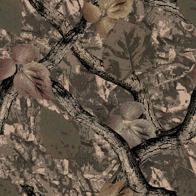 Jungle Print Forest Tree with Leaves Camouflage Seamless Pattern Stock ...