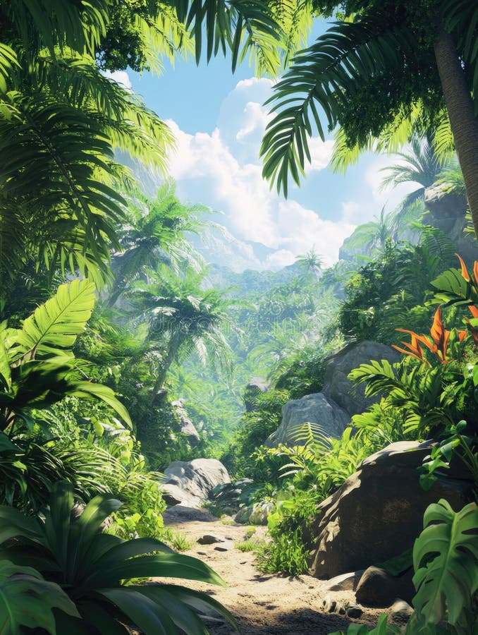 Jungle Rocks Trees stock photo. Image of generated, forest - 378071906