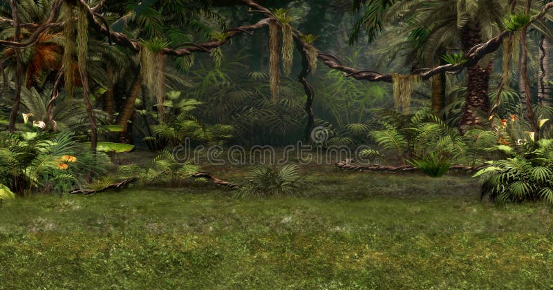 Jungle Scene stock illustration. Illustration of palm - 24467531