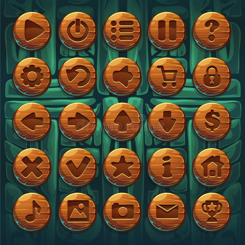 Set of Cartoon Buttons for Casual Games. Graphic User Interface, Vector ...