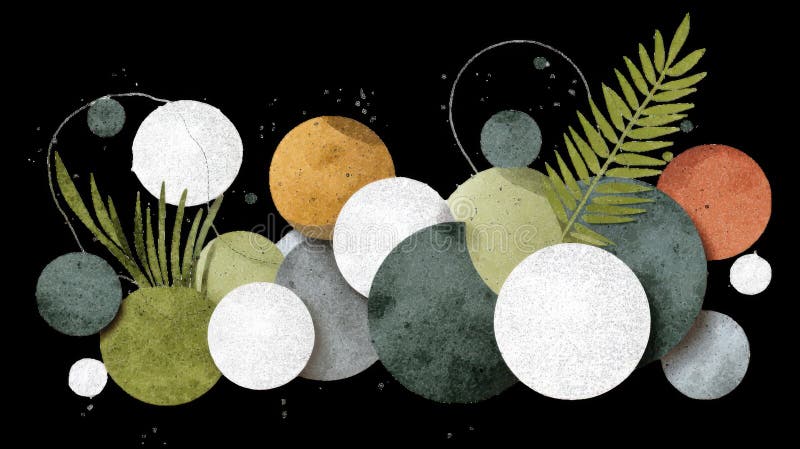 Jungle Shape with Circular Forms and Palm Leaves on Transparent ...